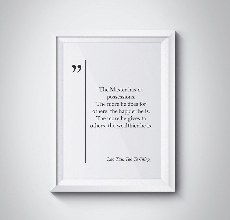 Lao Tzu and Tao Te Ching Quote Motivational Quotes Lao Tzu Wall Art Lao ...
