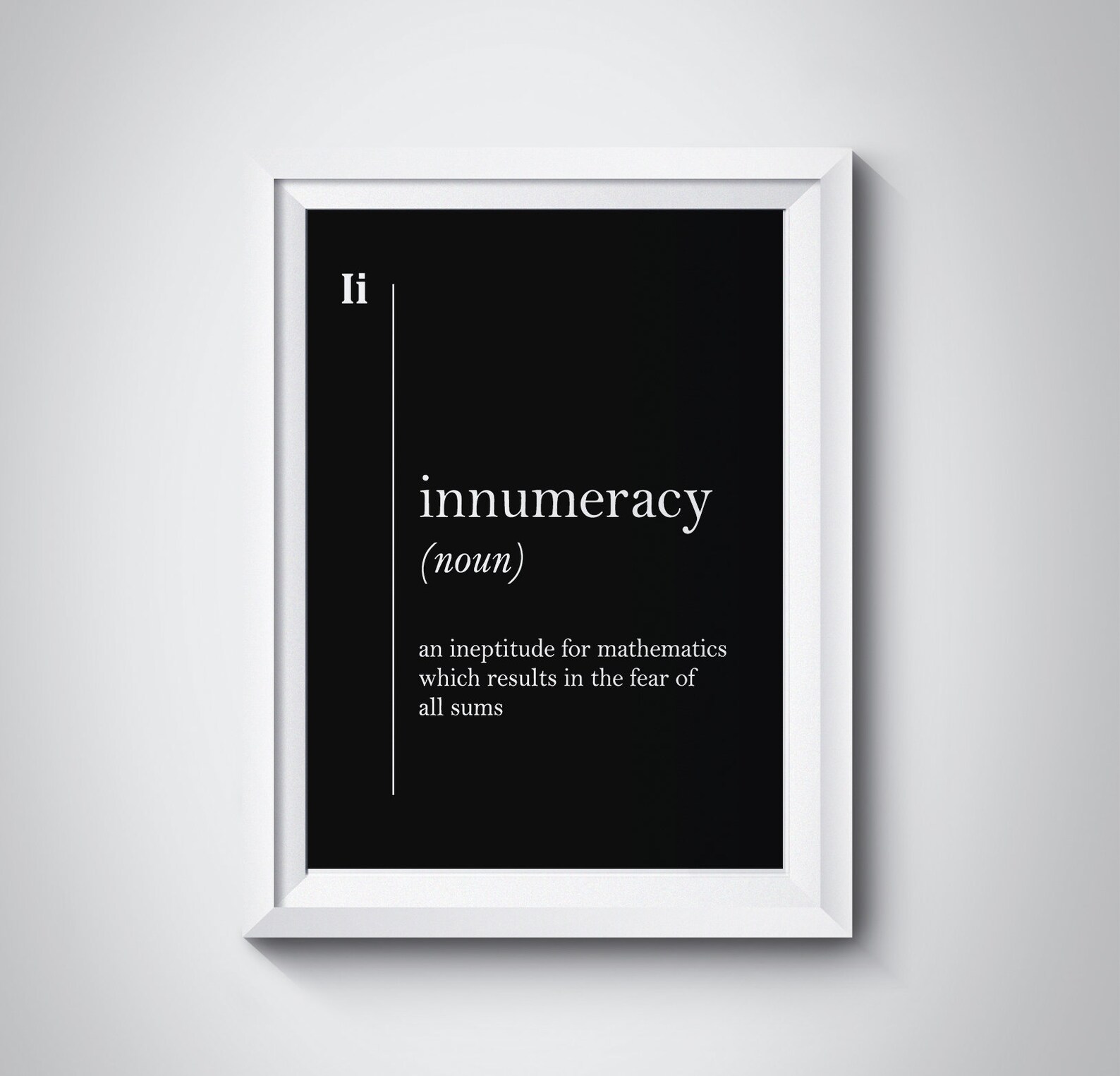Innumeracy Definition Maths Poster Maths Teacher Gift Dorm Wall Art ...
