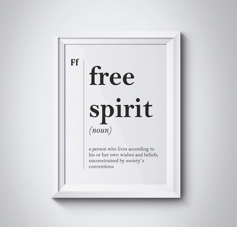 Free Spirit Definition Print Teenager Gift Idea Teen Room Decor Dorm ...