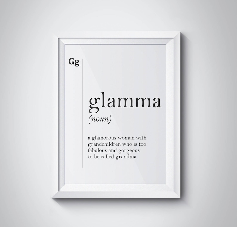 Glamma Funny Definition Print Grandmother Grandma Gift Home Decor ...