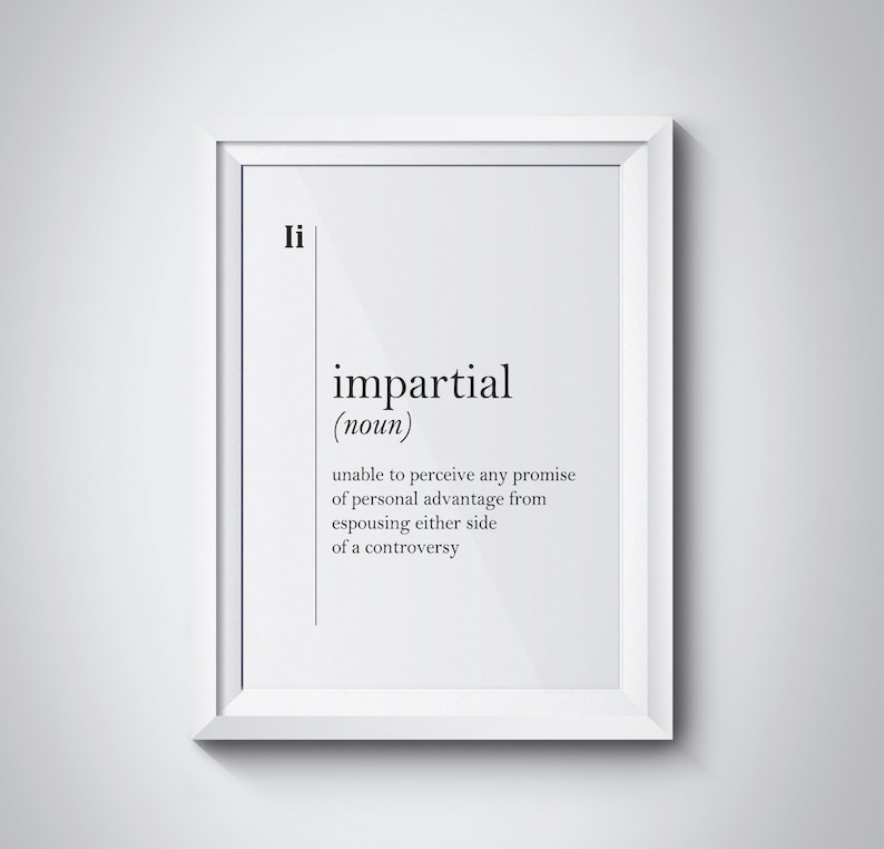 Impartial Definition Poster Friend Gift Office Decor Lawyer Gift Dorm ...