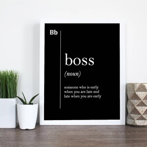 Boss Definition Print Business Partner Gift Funny Black & White Wall ...