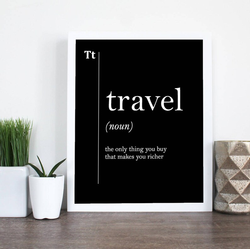 Travel Definition Traveler Gift Quote Printable Word Poster Typography ...