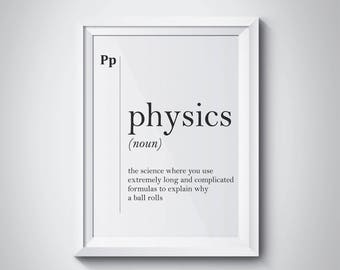TRANSPARENT Physics Definition Poster Science Gift Funny Physics ...