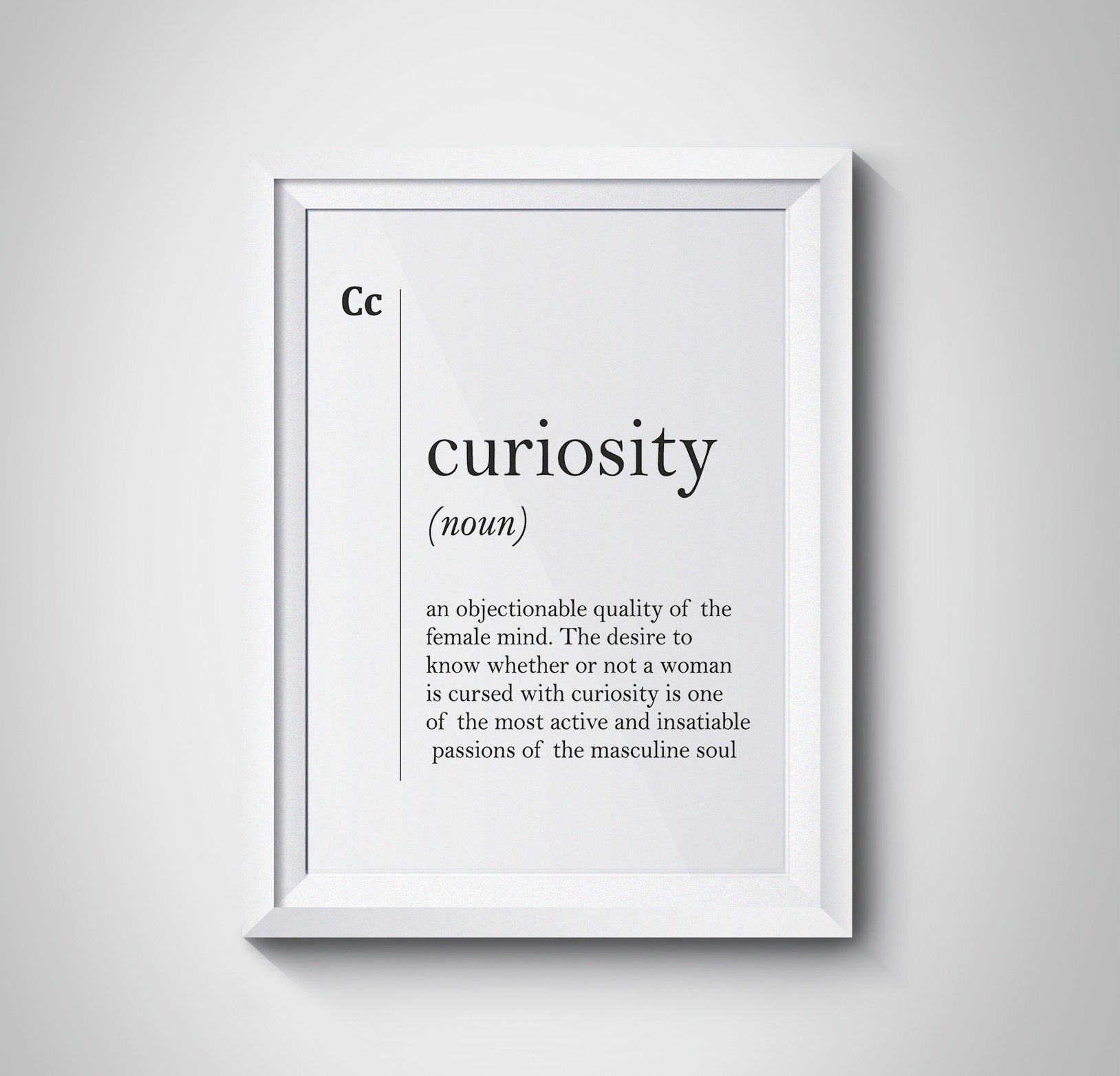 Curiosity Funny Definition Print Typography Poster Friend Gift for Her ...