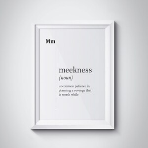 Meekness Definition Print Gift for Girlfriend Dorm Wall Art Revenge ...