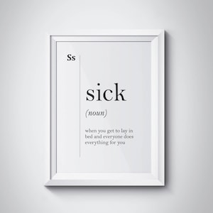 Sick Definition Print Dictionary Art Funny Print Modern Art Wall Art ...