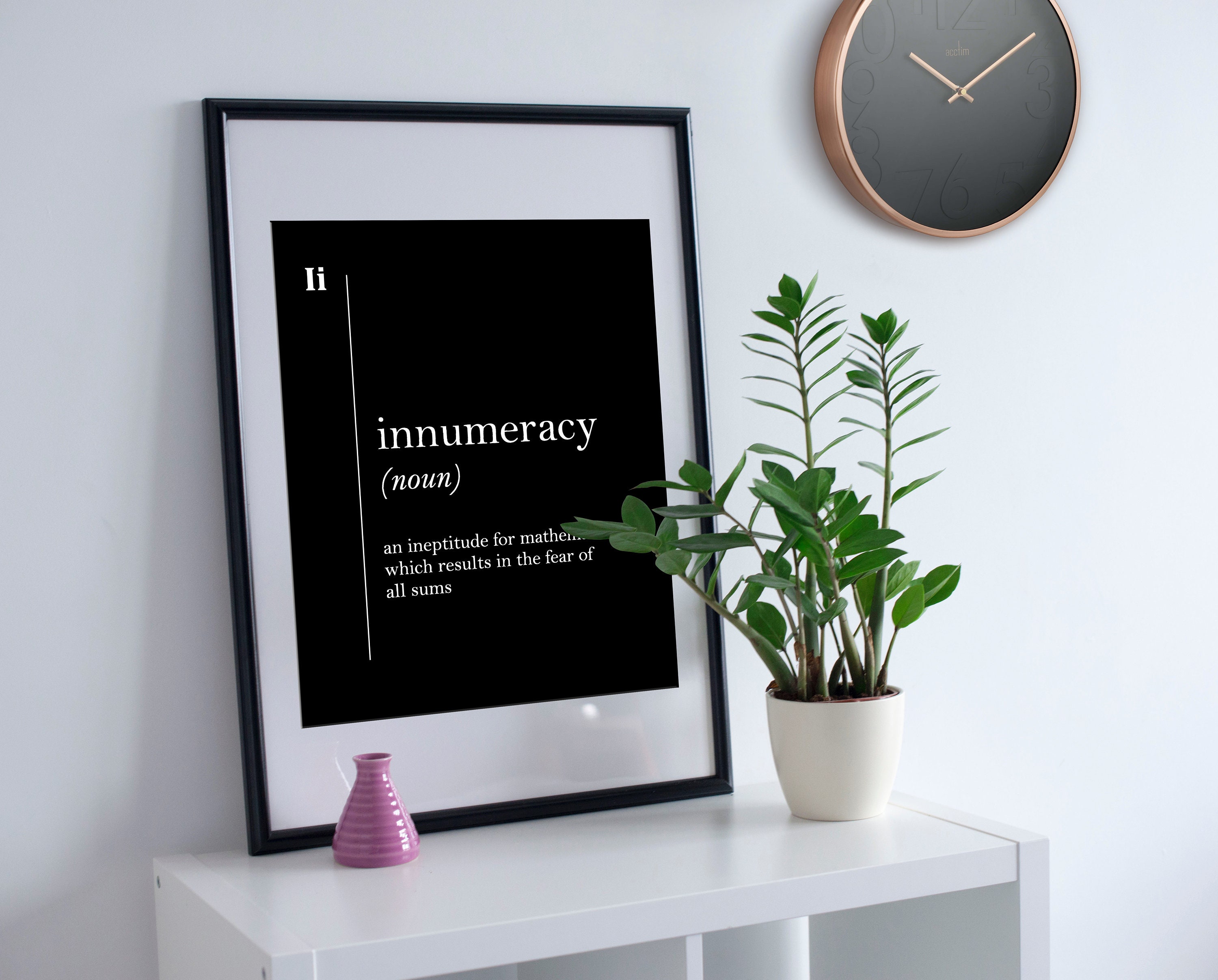 Innumeracy Definition Maths Poster Maths Teacher Gift Dorm Wall Art ...