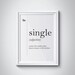Single Definition Gift for Him Dictionary Art Office Decor Minimalist ...
