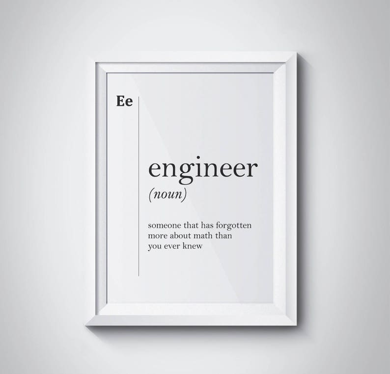 Funny Engineer Definition Engineer Gift Office Decor Coworker Gift New ...