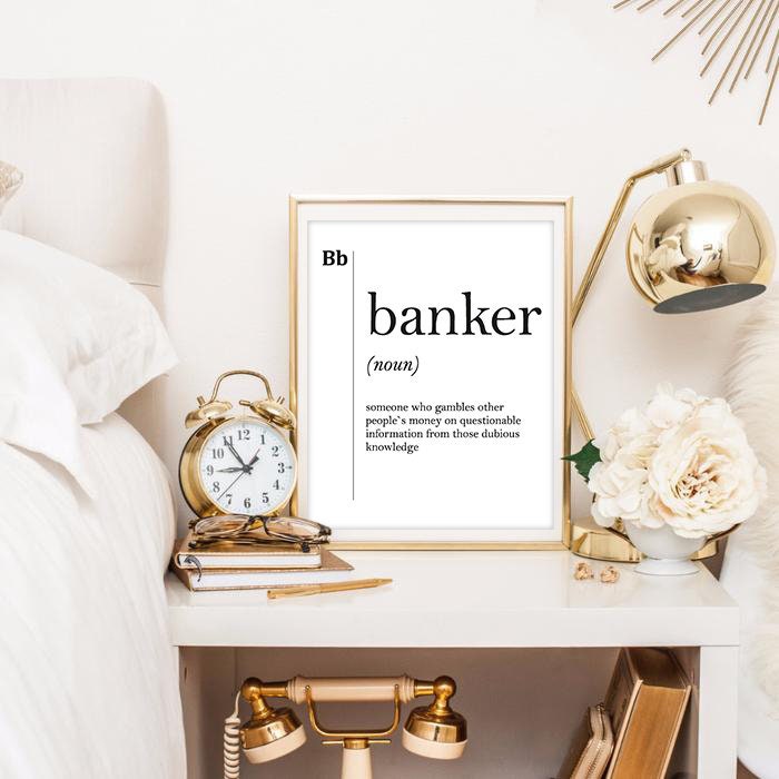 Banker Funny Definition Print Gift for Banker Bank Worker Gift Office ...
