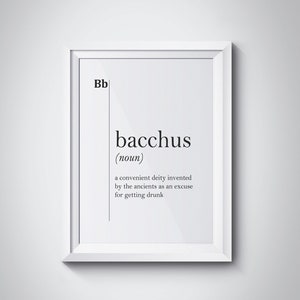 Bacchus Definition Print Wine Art Wine Making Gift Wine Lover Gift Wine ...