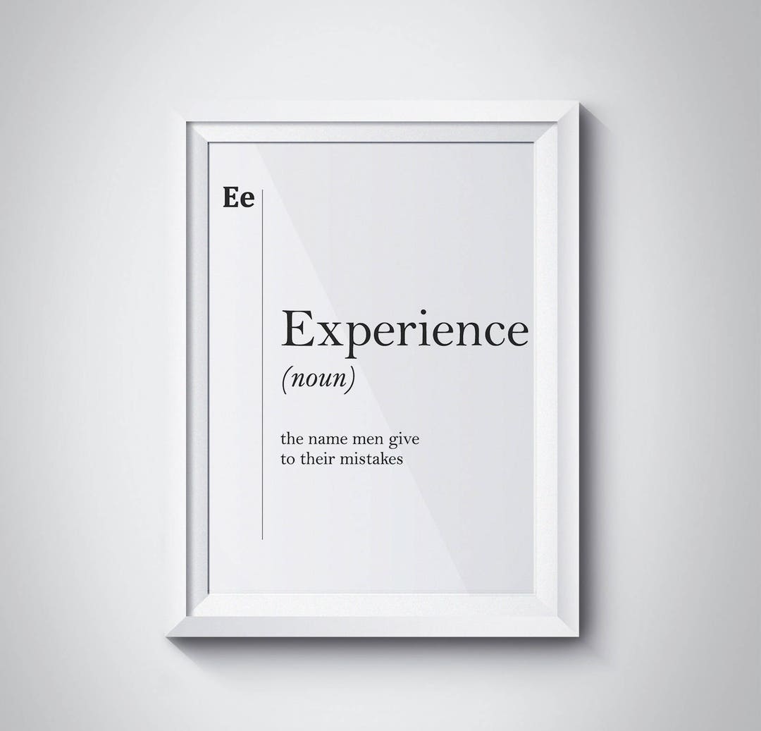 Experience Funny Definition Print Dictionary Art Print Office Decor ...