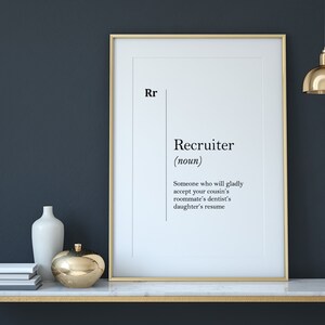 Recruiter Definition Print Human Resources Gift HR Office Decor ...