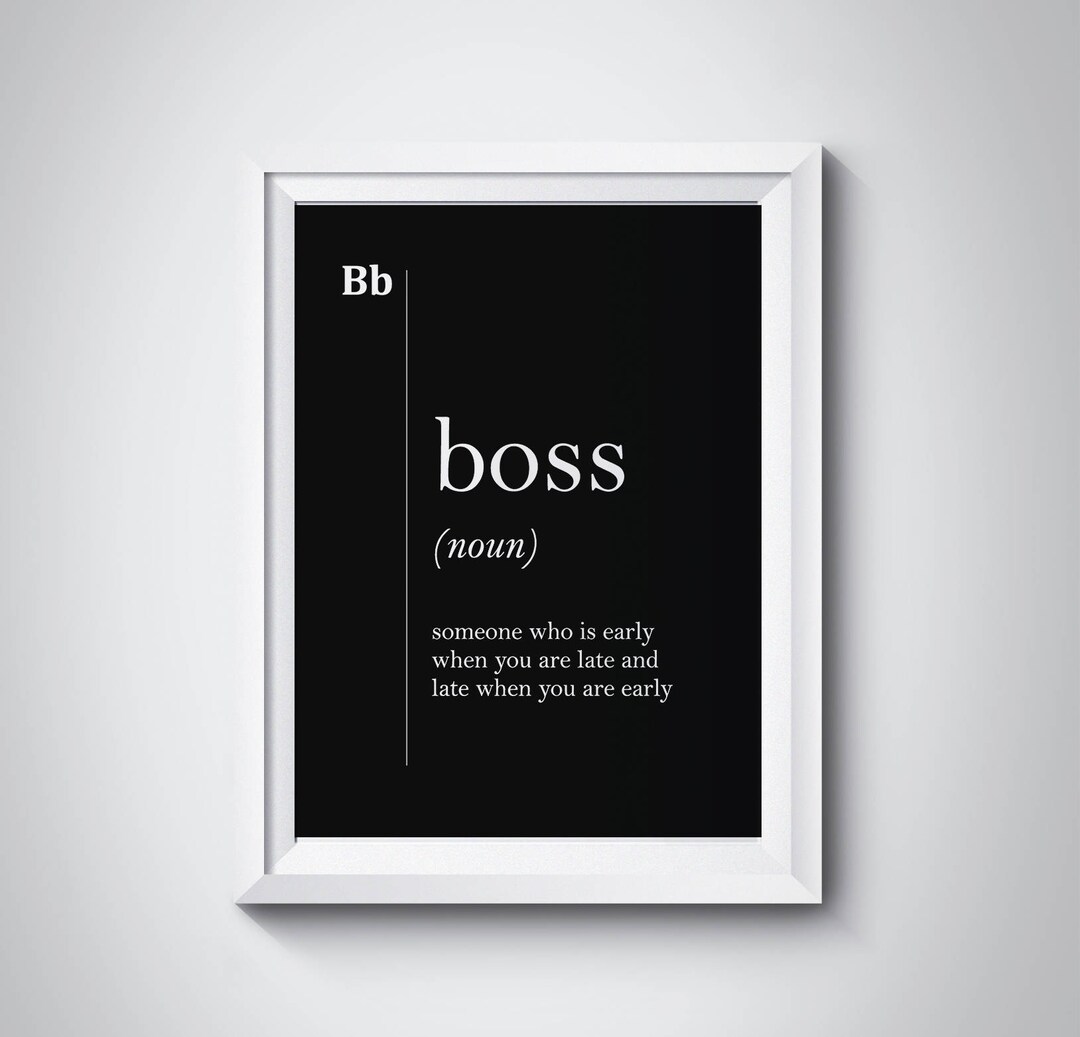 Boss Definition Print Business Partner Gift Funny Black & White Wall ...