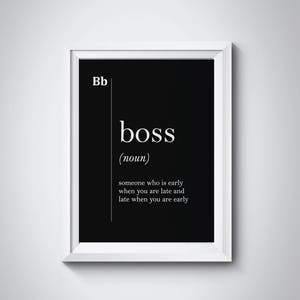 Boss Definition Print Business Partner Gift Funny Black & White Wall ...