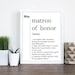 Matron of Honor Definition Print Gift for Matron of Honor Modern ...