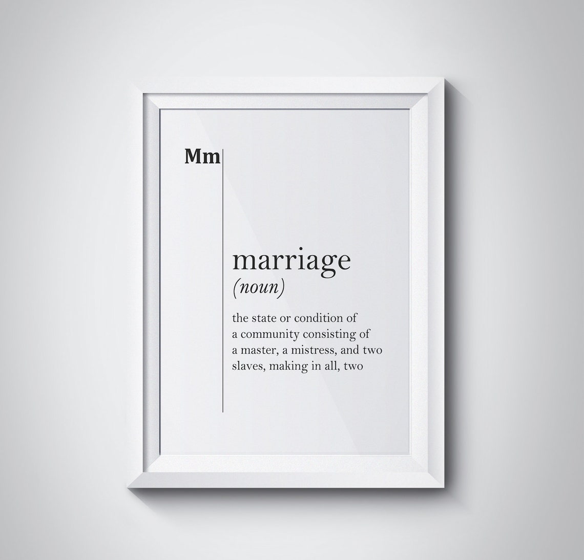 Marriage Definition Print Funny Marriage Wall Art Bachelor | Etsy