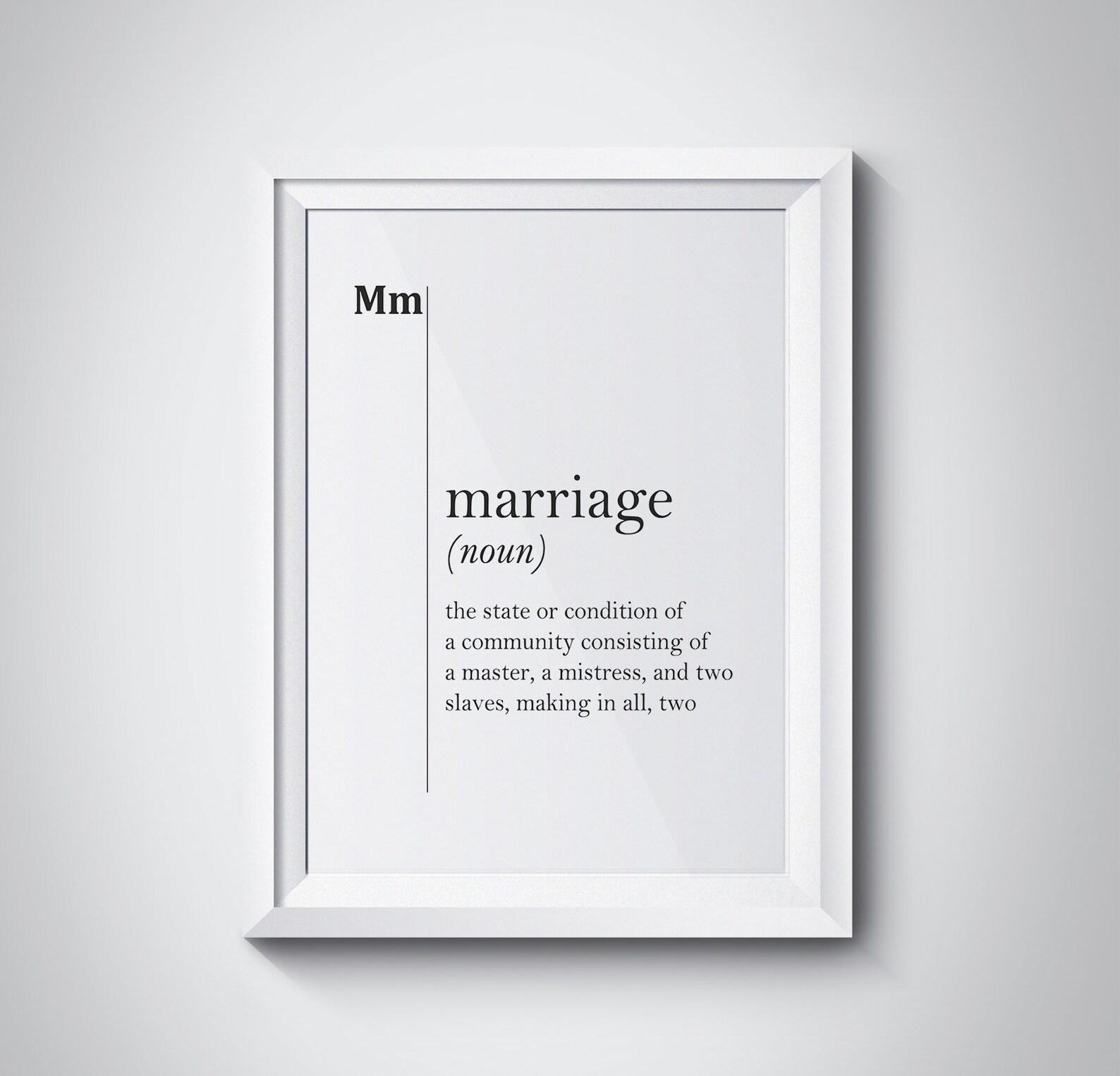 Marriage Definition Print Funny Marriage Wall Art Bachelor - Etsy