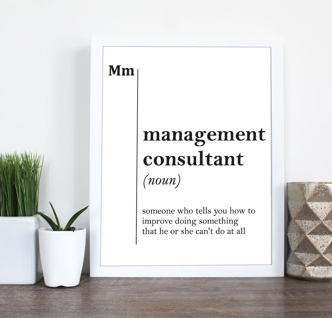 Management Consultant Definition Print Gift for Manager Coworker Boss ...
