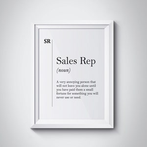 Sales Rep Definition Print, Sales Representative Poster, Funny Sales ...