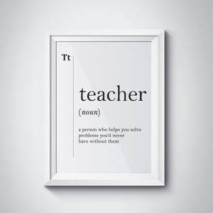 Teacher Funny Definition Print Gift for Teacher College School Wall Art ...
