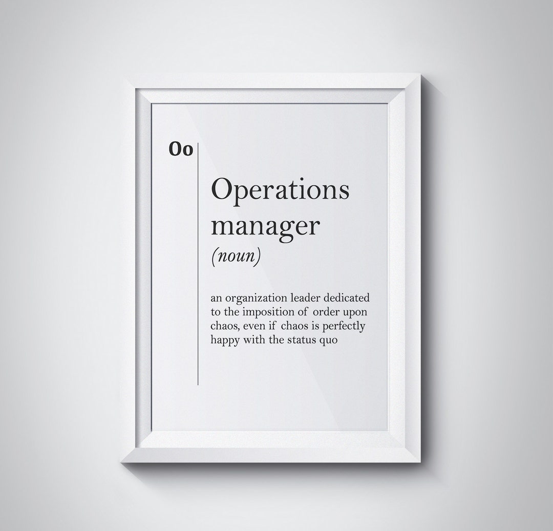 Operations Manager Definition Print Gift for Coworker Boss Funny Poster ...