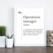 Operations Manager Definition Print Gift for Coworker Boss Funny Poster ...
