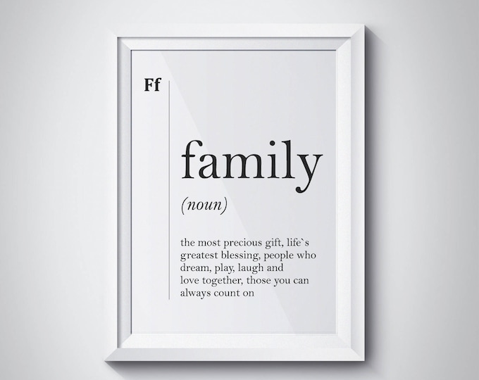 Family Definition Print, Wall Art Print, Quote Print, Wall Art ...