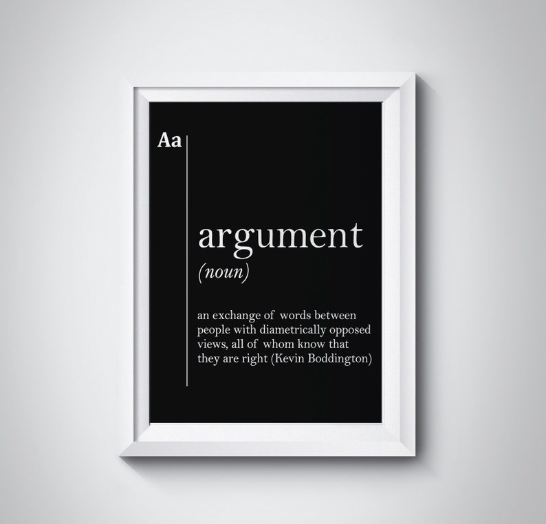 Argument Definition Black and White Prints Definition Poster Office ...