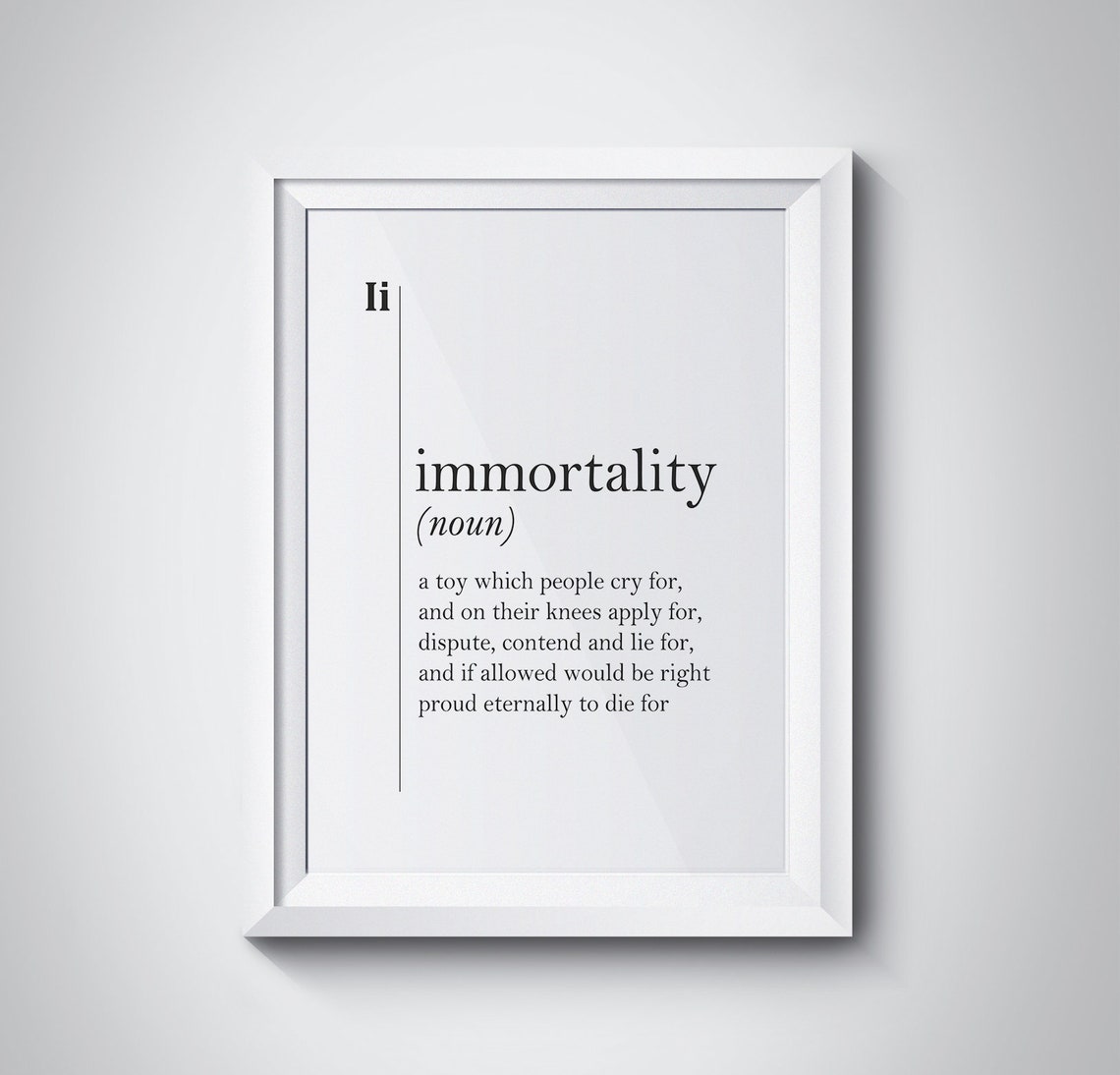 Immortality Definition Print Healthy Lifestyle Wall Art Vegetarian Gift ...