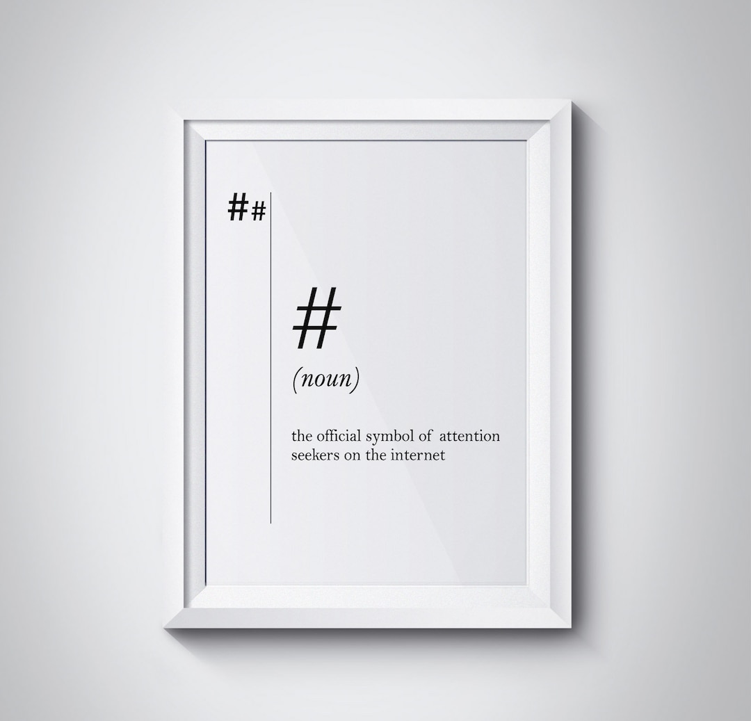 Hashtag # Definition Print Sign Dorm College Decor Wedding Scandinavian ...