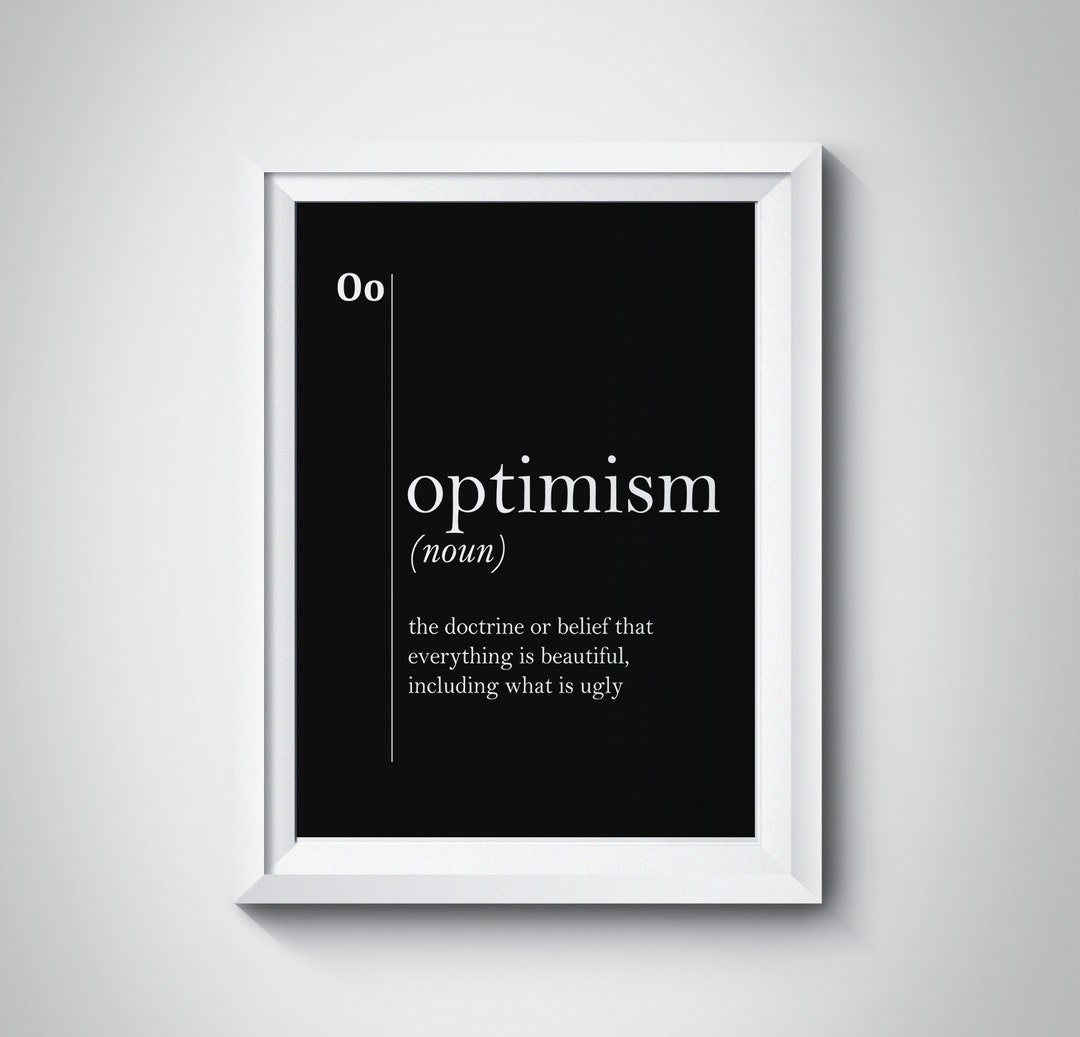 Optimism Definition Poster Optimist Gift Dorm Wall Decor College Humor ...