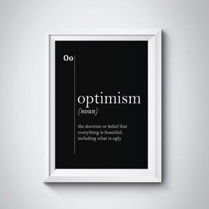 Optimism Definition Poster Optimist Gift Dorm Wall Decor College Humor ...