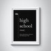 Buy High School Funny Definition Print College Dorm Decor Teacher ...