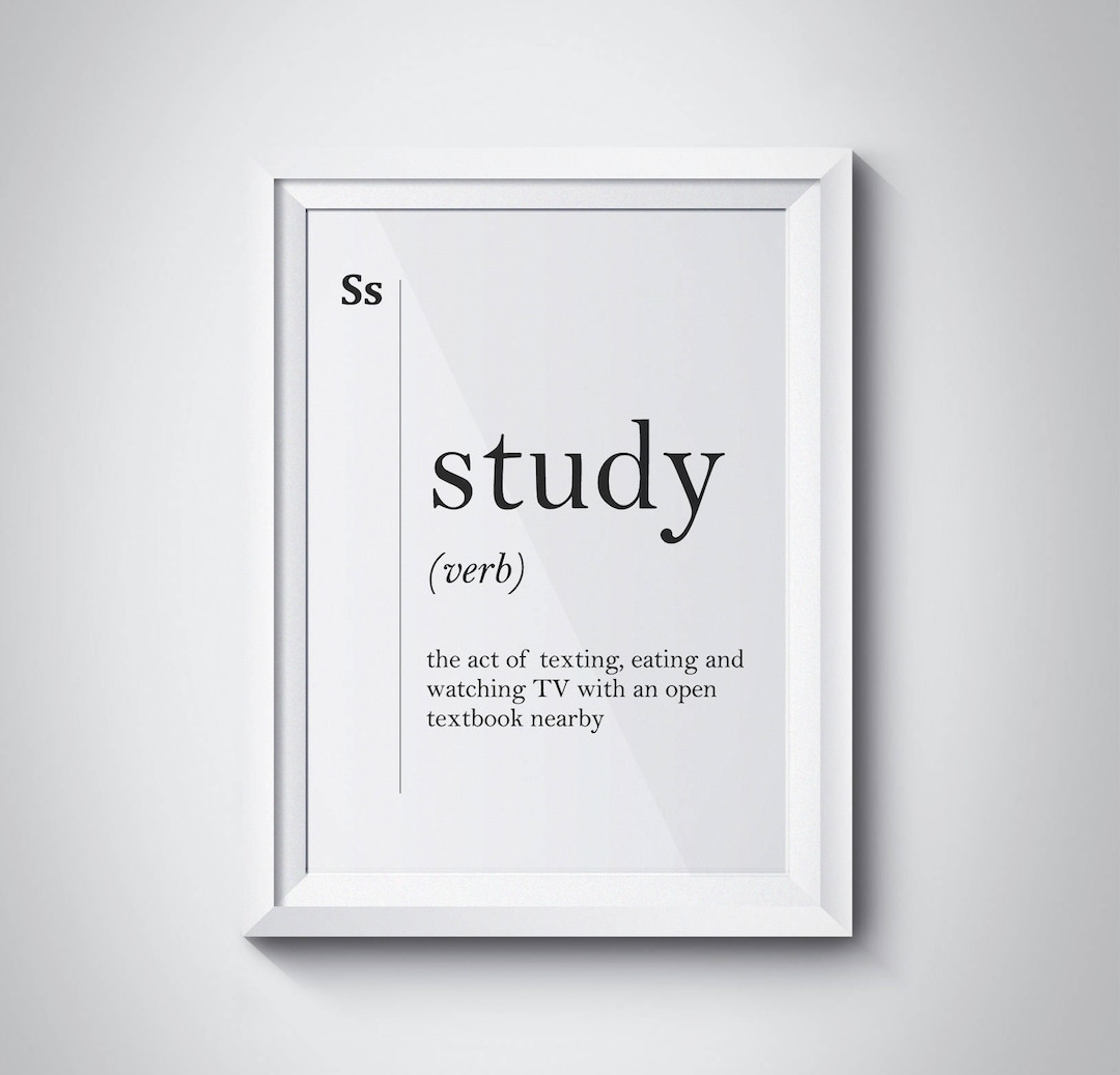 Study Funny Definition Poster Student Gifts Dorm College Wall Art ...