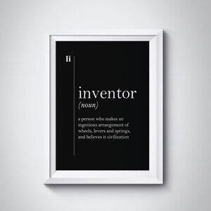 Inventor Definition Print Science Gift Inventor Gift Nerd Gift Black ...