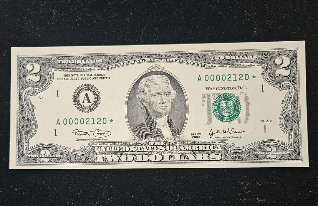 2003 2 Dollar Star Note Crispy and Low Serial Number 00002120 Bin3 - Etsy