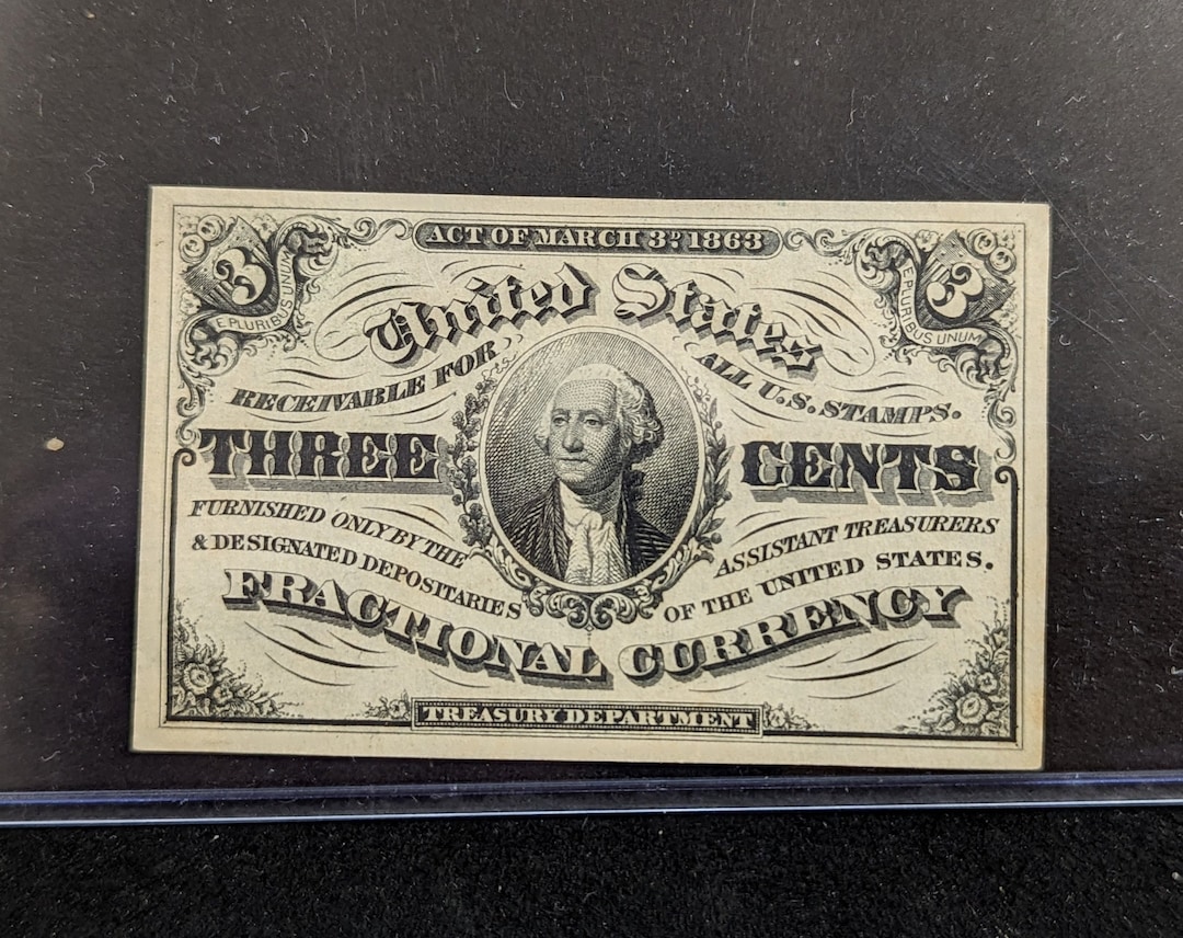 1863 US Fractional Currency george Washington THREE CENTS - Etsy