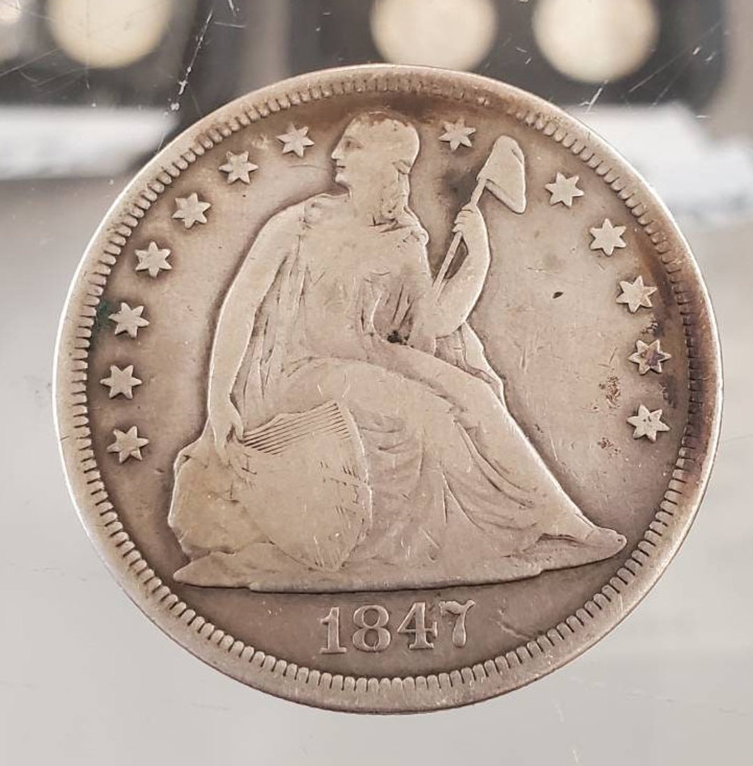 1847 Seated Dollar Beautiful Rare, Authentic Antique Americana Silver ...