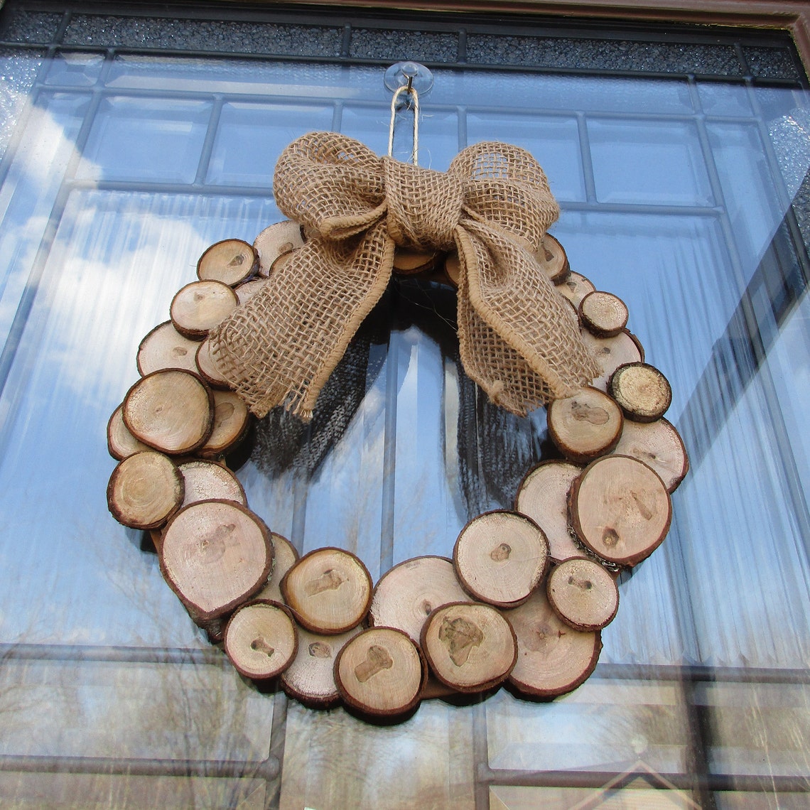 Wreath, Year Round Wreath, Fall Wreath, Wood Slice Wreath, Front Door ...