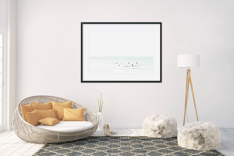 Minimalist Surfer Photography Art Print - Large Framed Horizontal Wall ...