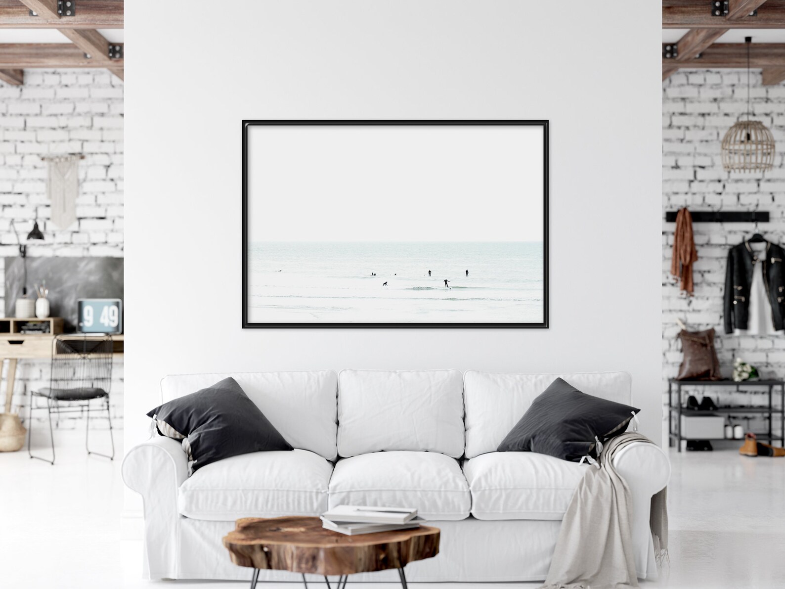 Minimalist Surfer Photography Art Print - Large Framed Horizontal Wall ...