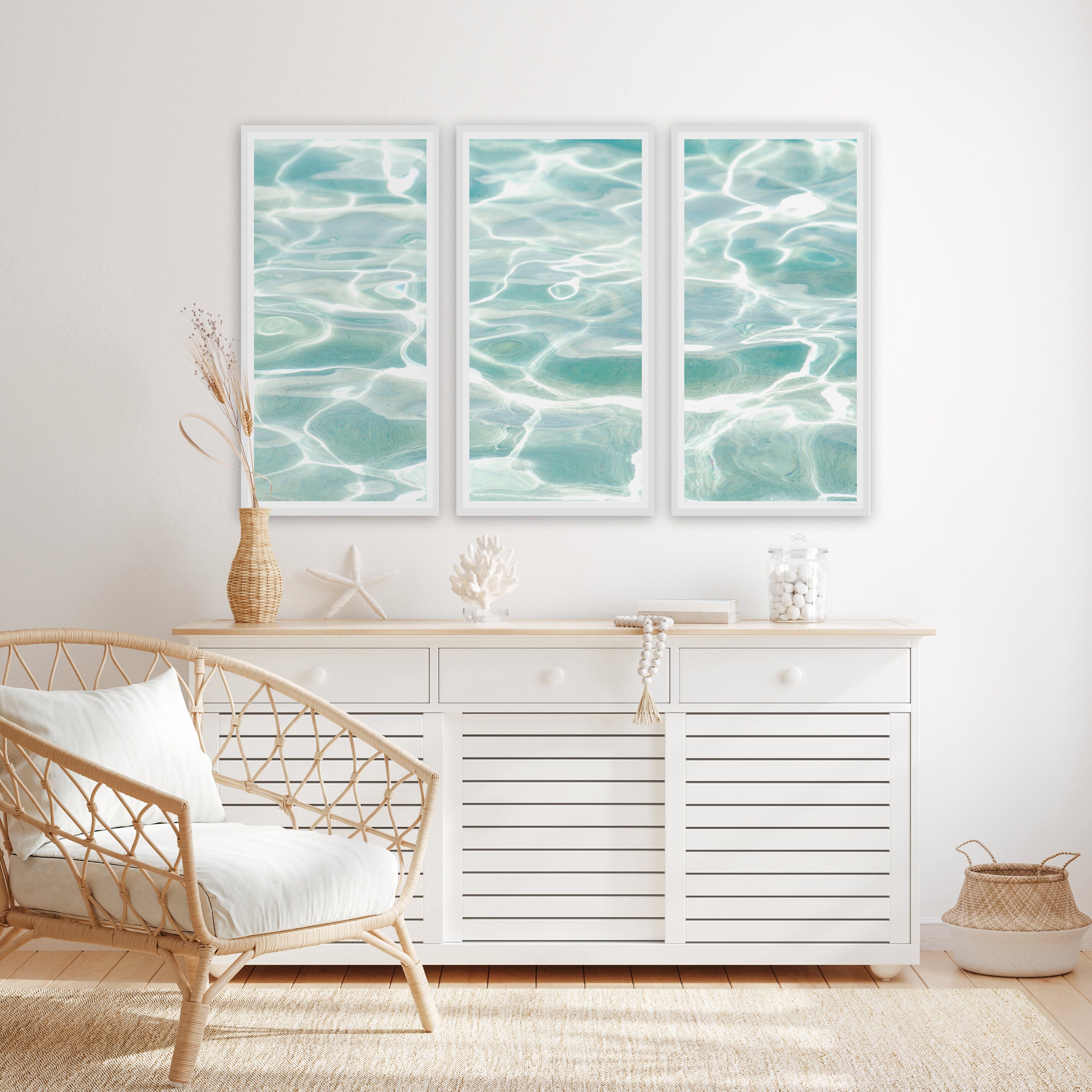 Triptych Wall Art – Ocean Photography – Set of 3 Prints – Oversized Framed Wall Art – Tropical ...