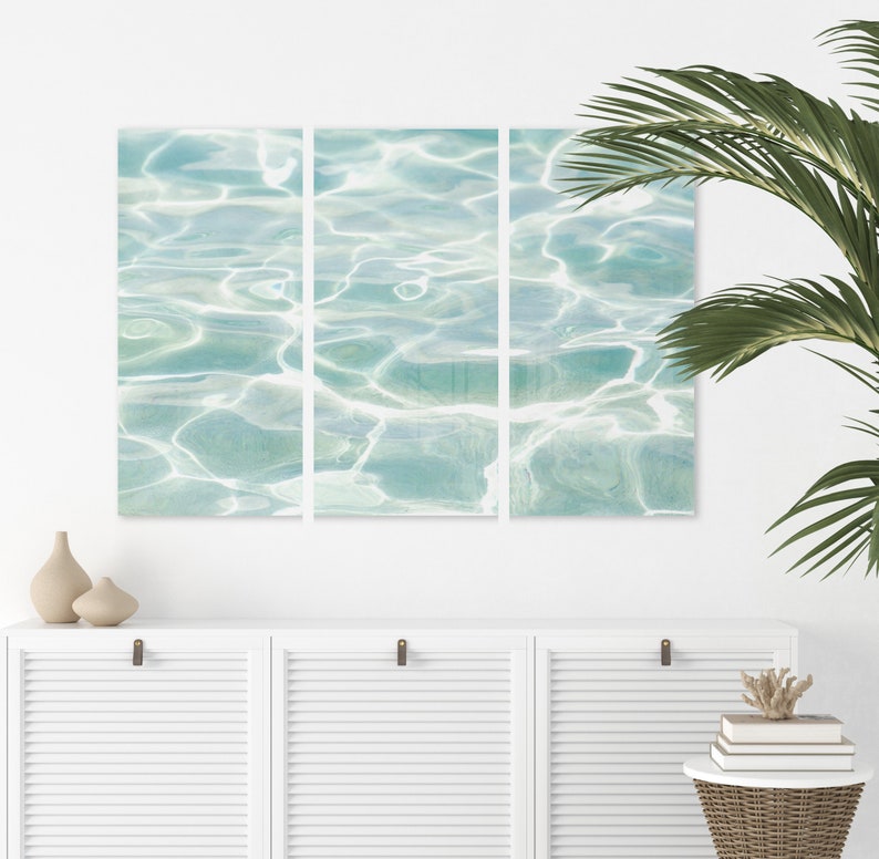 Acrylic Glass Triptych Wall Art Ocean Photography Set of 3 Panels Oversized 3 Piece Art Set ...