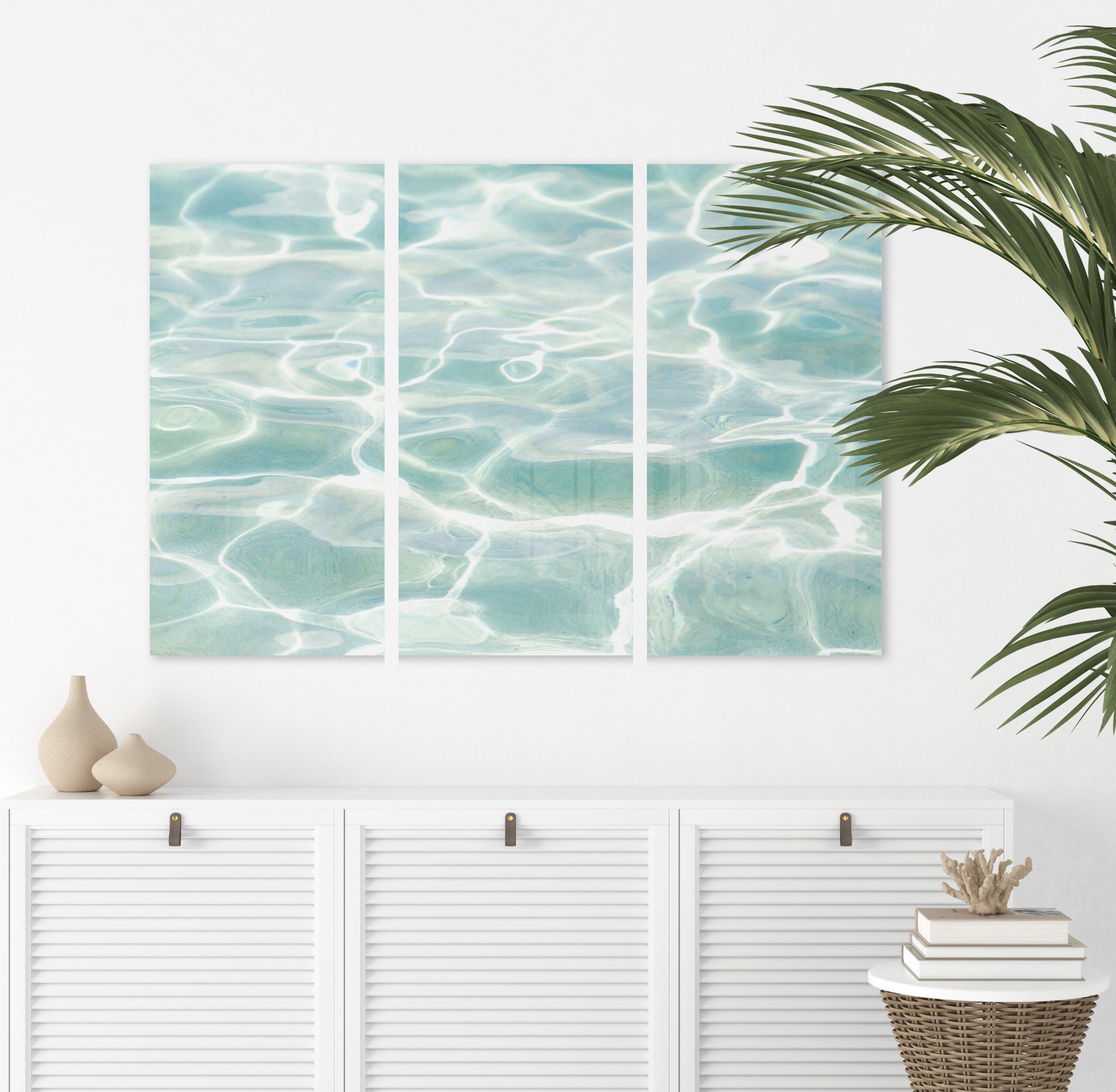 Acrylic Glass Triptych Wall Art Ocean Photography Set of 3 Panels Oversized 3 Piece Art Set ...