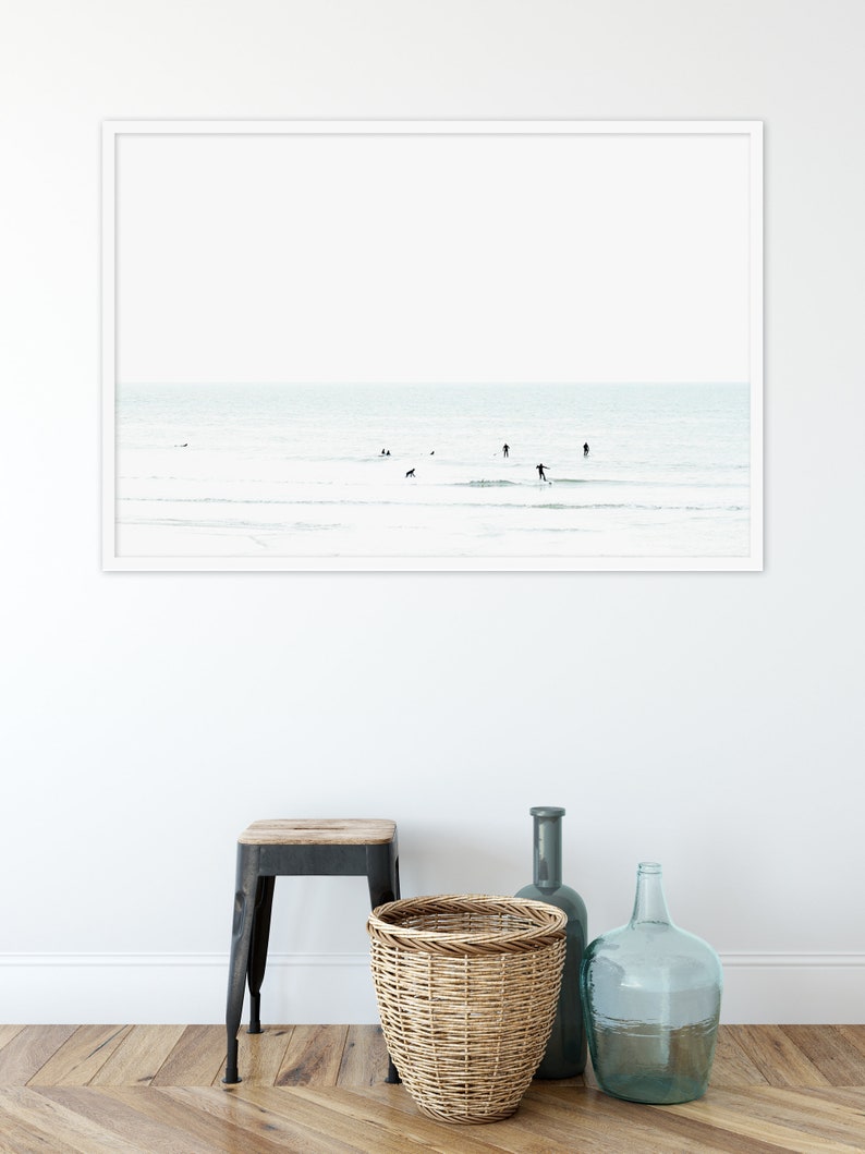 Minimalist Surfer Photography Art Print - Large Framed Horizontal Wall ...