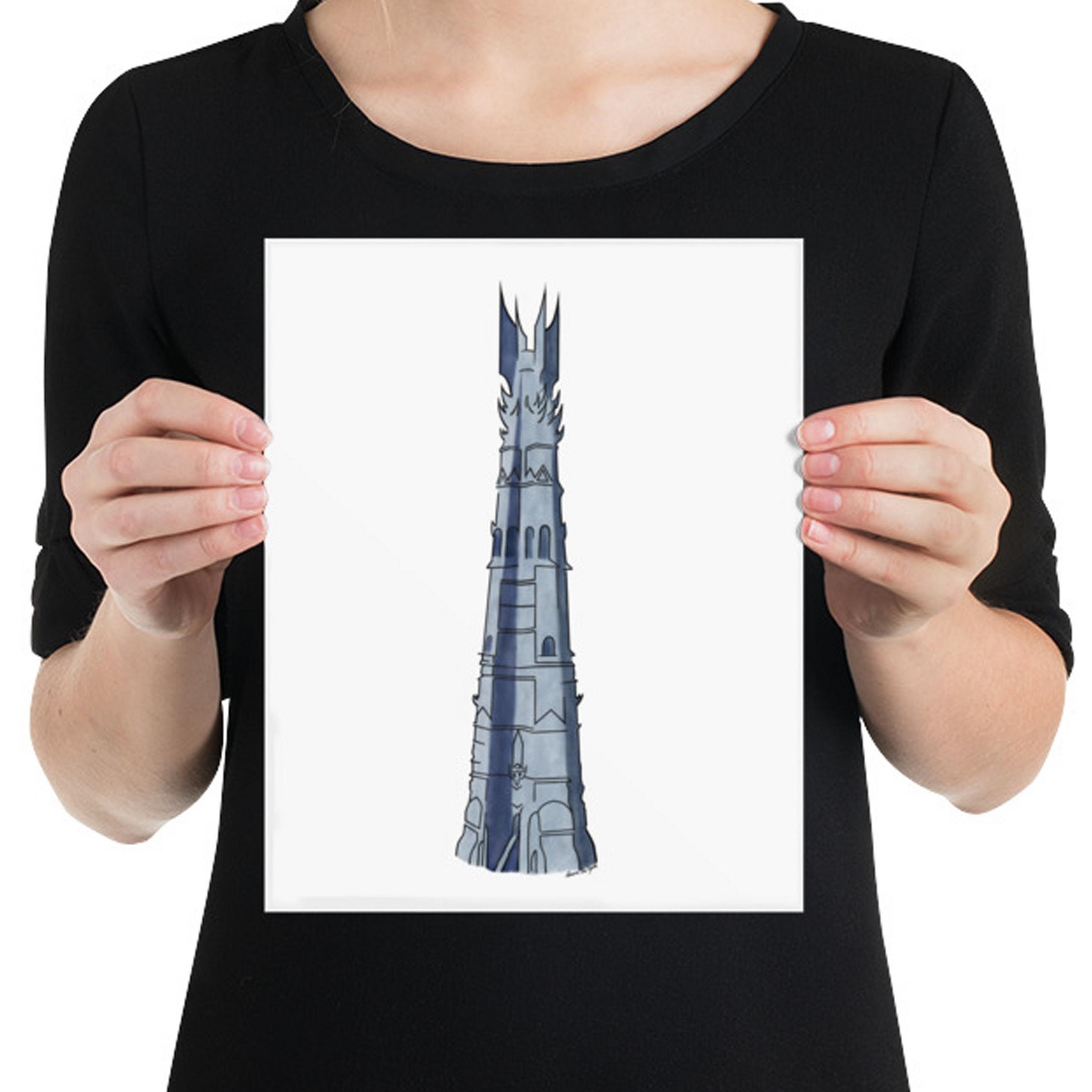 The Tower - Orthanc Line Art Print - Minimalist Lord of the Rings ...