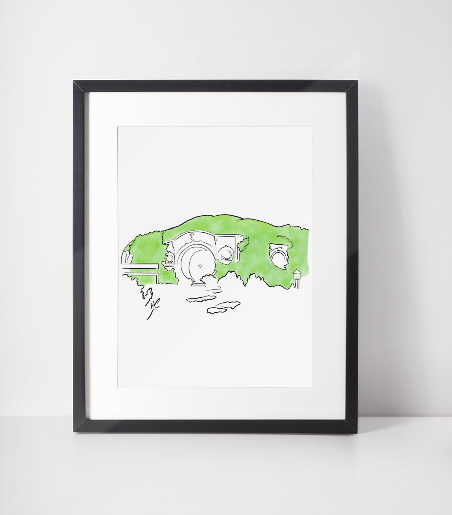 The Shire - Hobbiton Line Art Print Vertical - Minimalist Lord of the ...