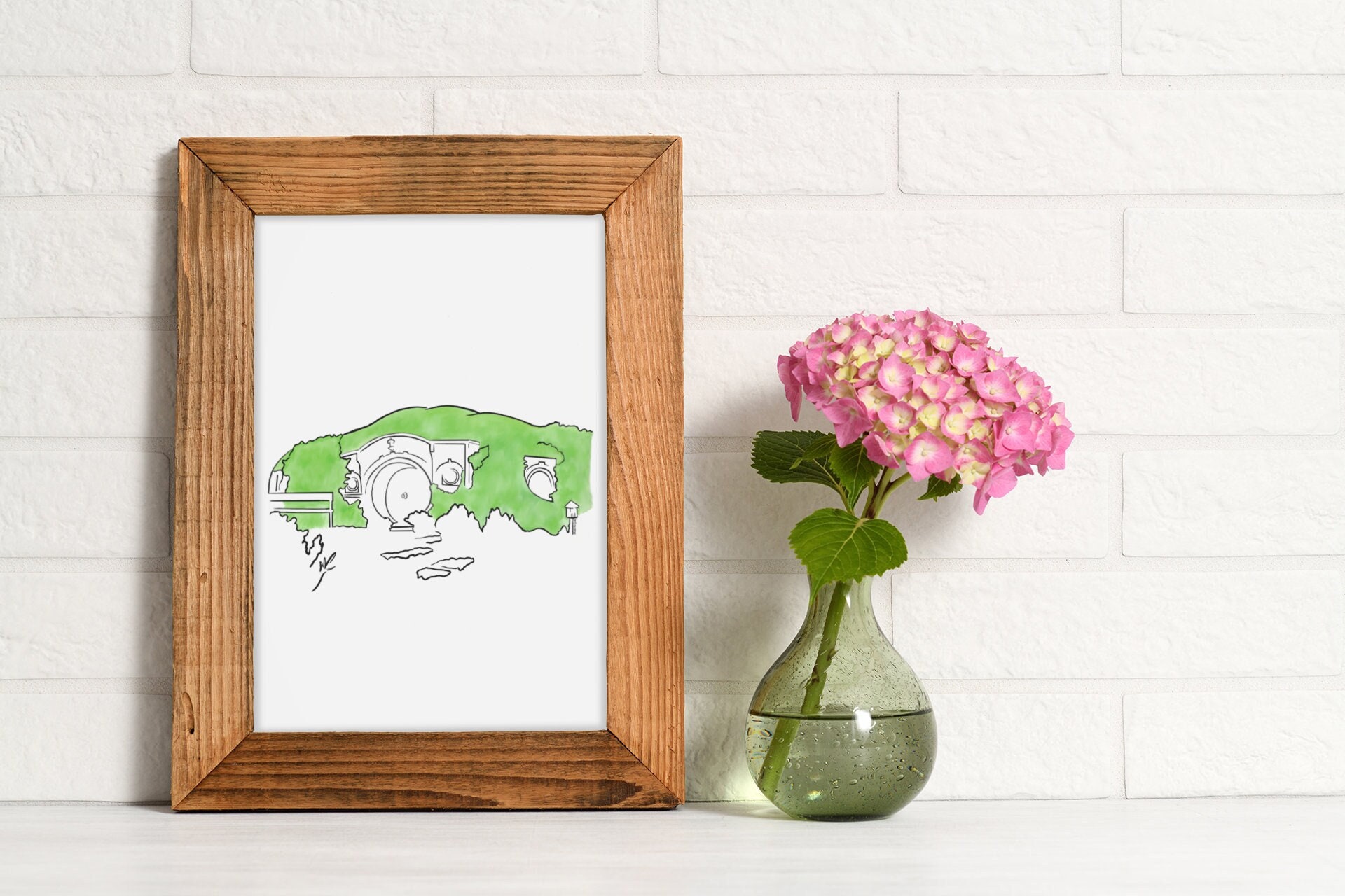 The Shire - Hobbiton Line Art Print Vertical - Minimalist Lord of the ...